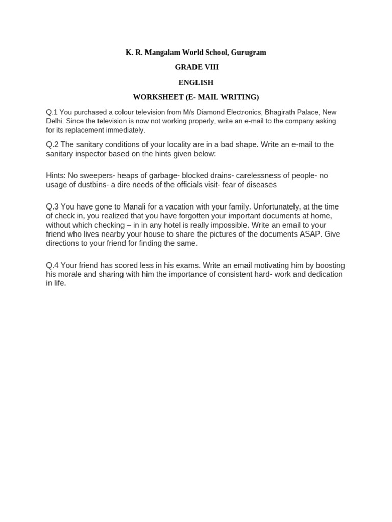 g8 English t1 Revision Worksheet 6 | PDF | Career & Growth