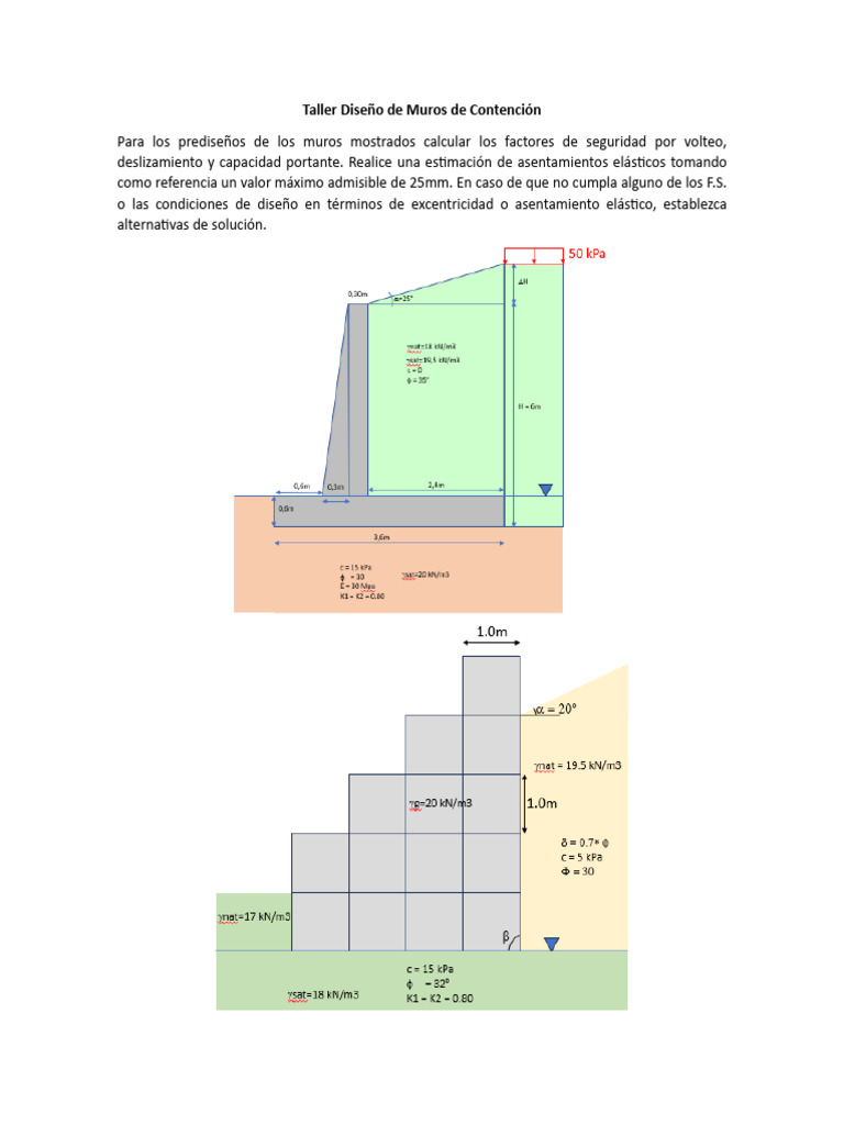 Taller Diseño de Muros de Contención | PDF