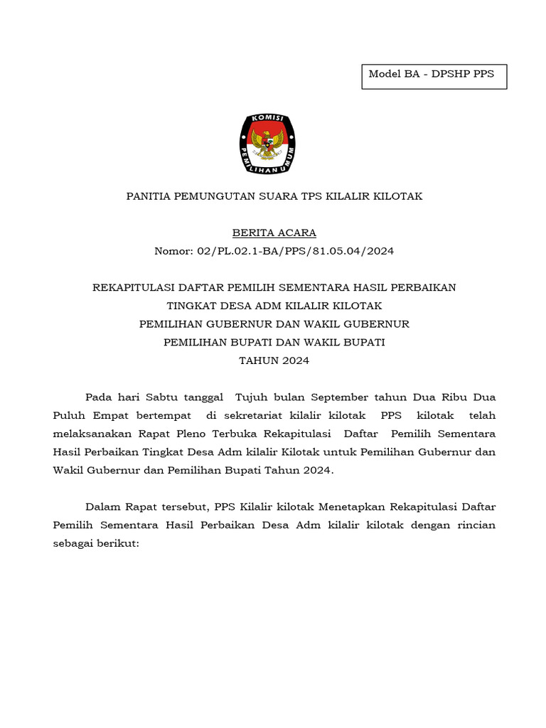 BA DPSHP Kec - Pulau Gorom | PDF