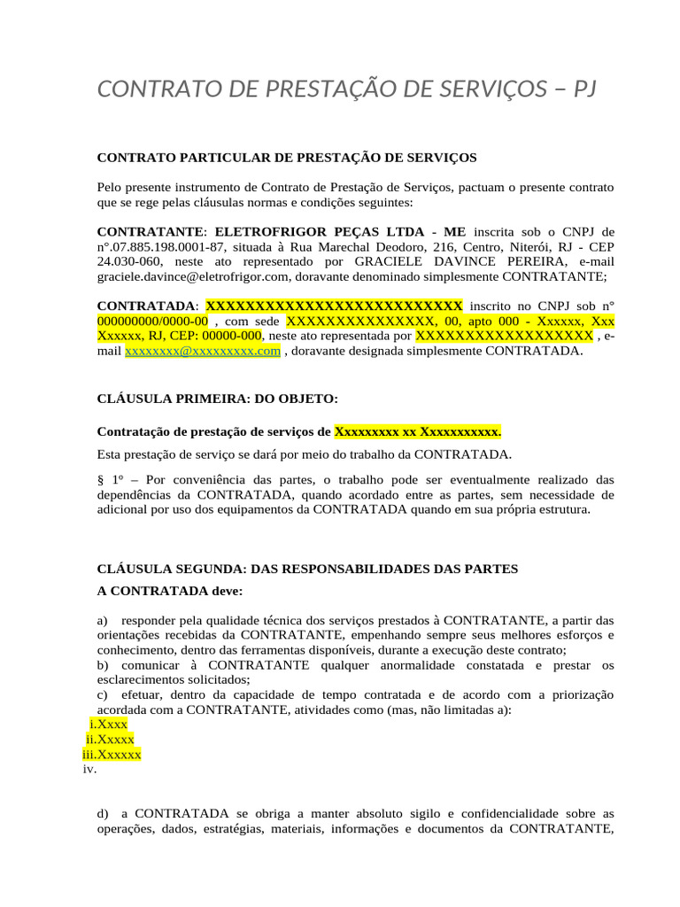 MODELO DE CONTRATO PJ | PDF