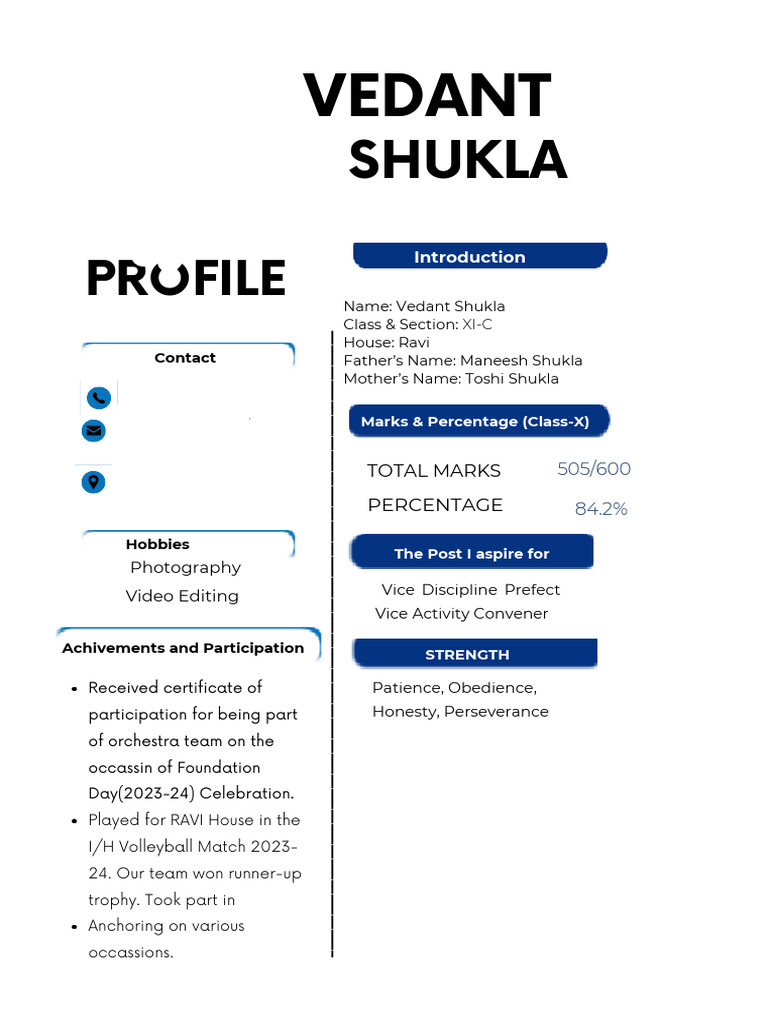 Profile: Vedant | PDF