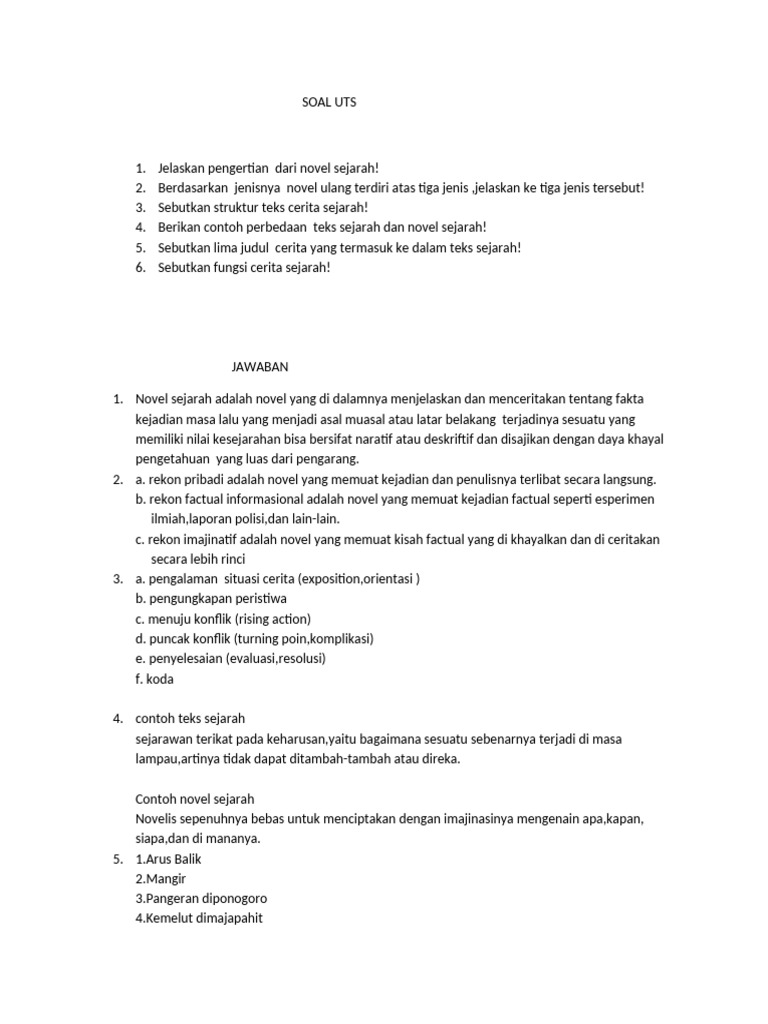 Soal Uts B.indo 2024 | PDF