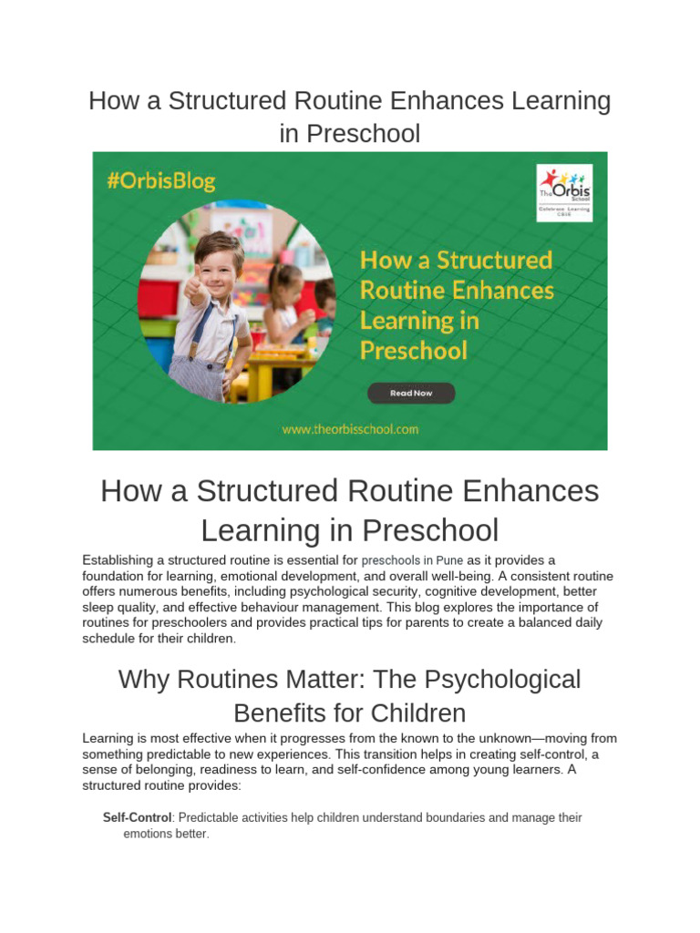 How A Structured Routine Enhances Learning in Preschool | PDF ...