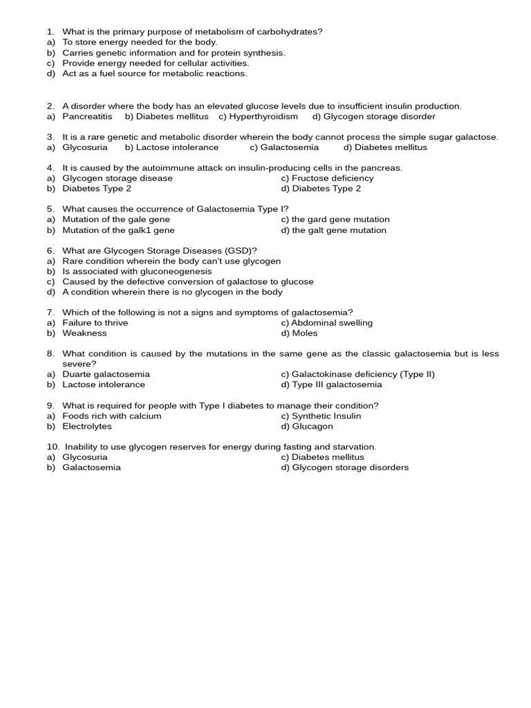 Metabolism of Carbs | PDF
