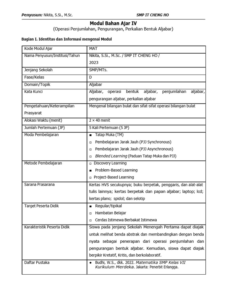Modul Ajar SMP Kelas Vii Bab 4 | PDF
