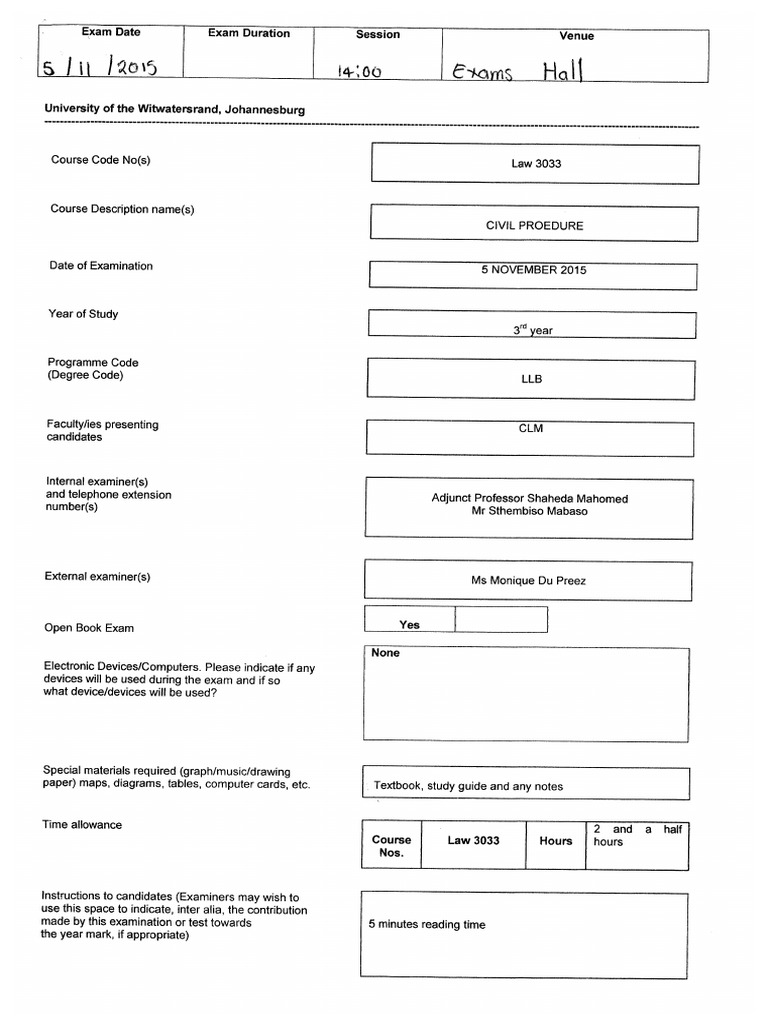 Civil Past Paper 2015 | PDF