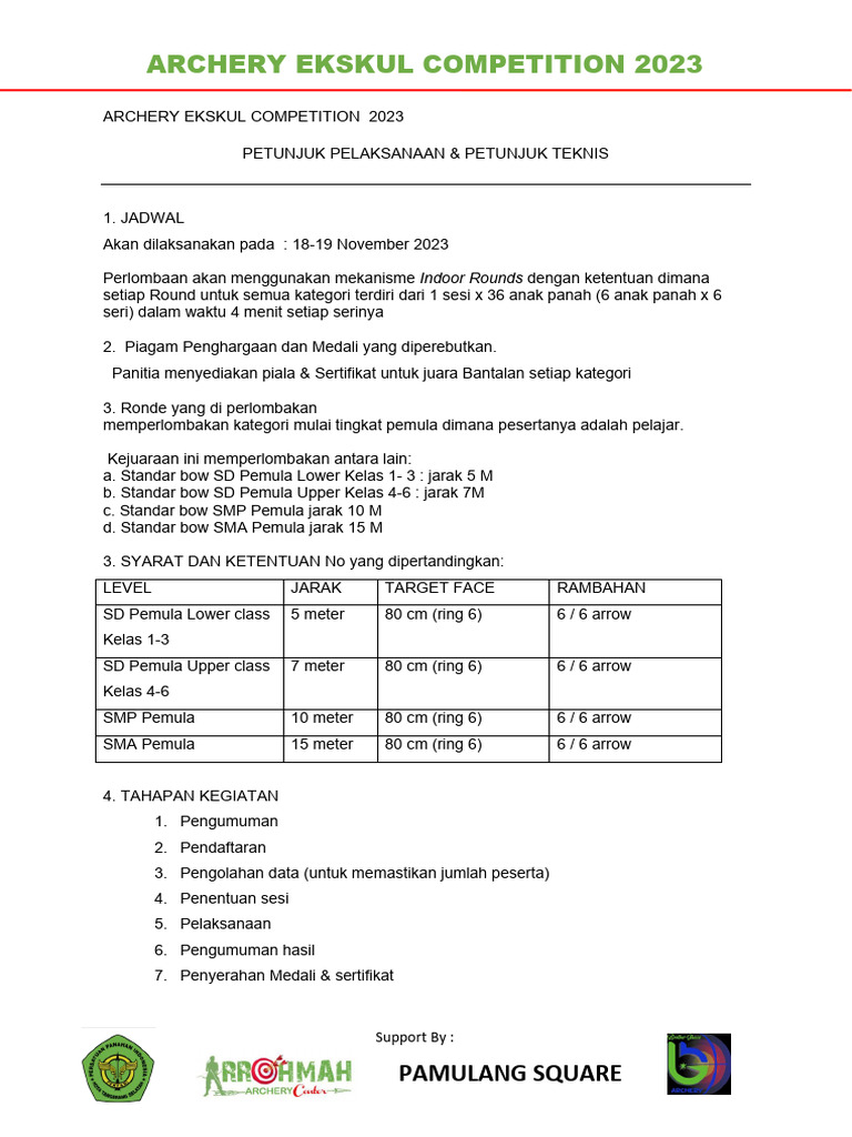 THB archery Ekskul competition 2023 | PDF