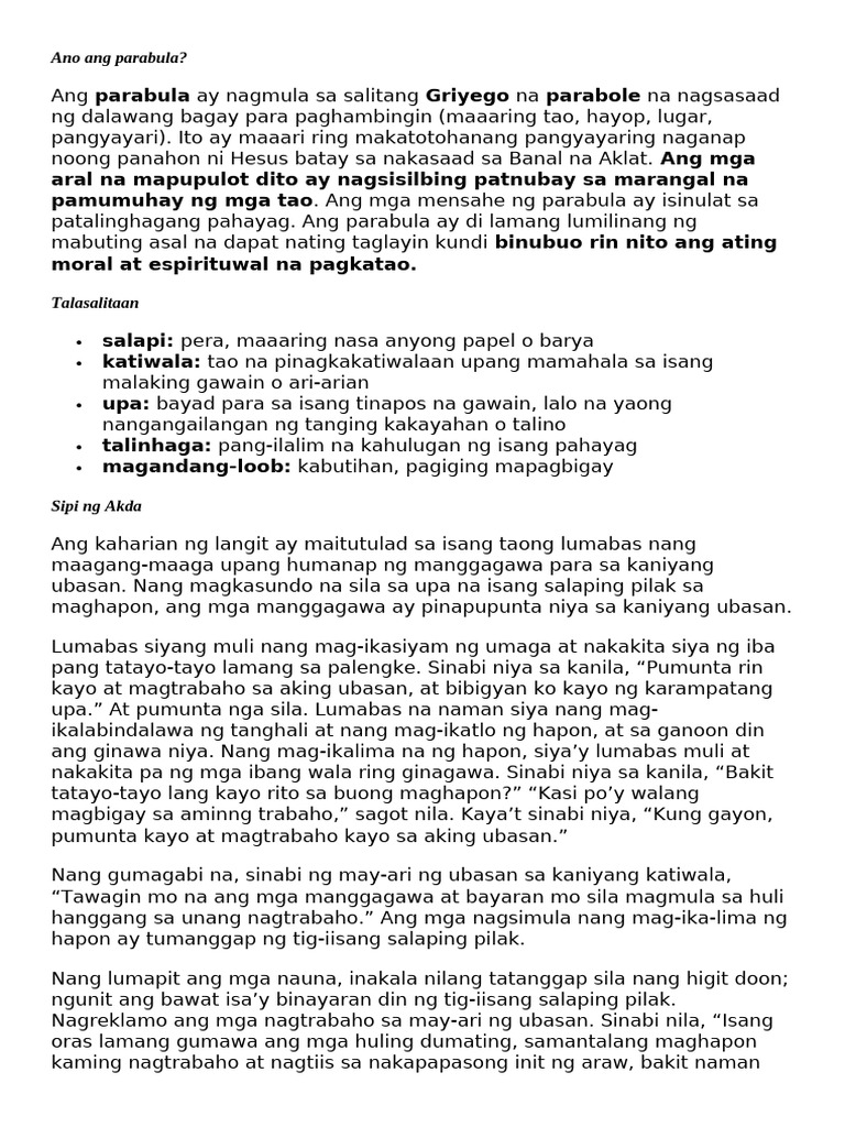 Ano Ang Parabula | PDF