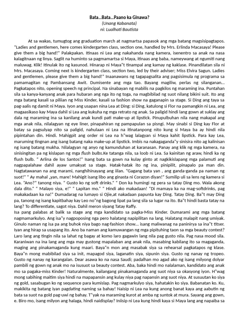 Bata bata paano ka ginawa | PDF