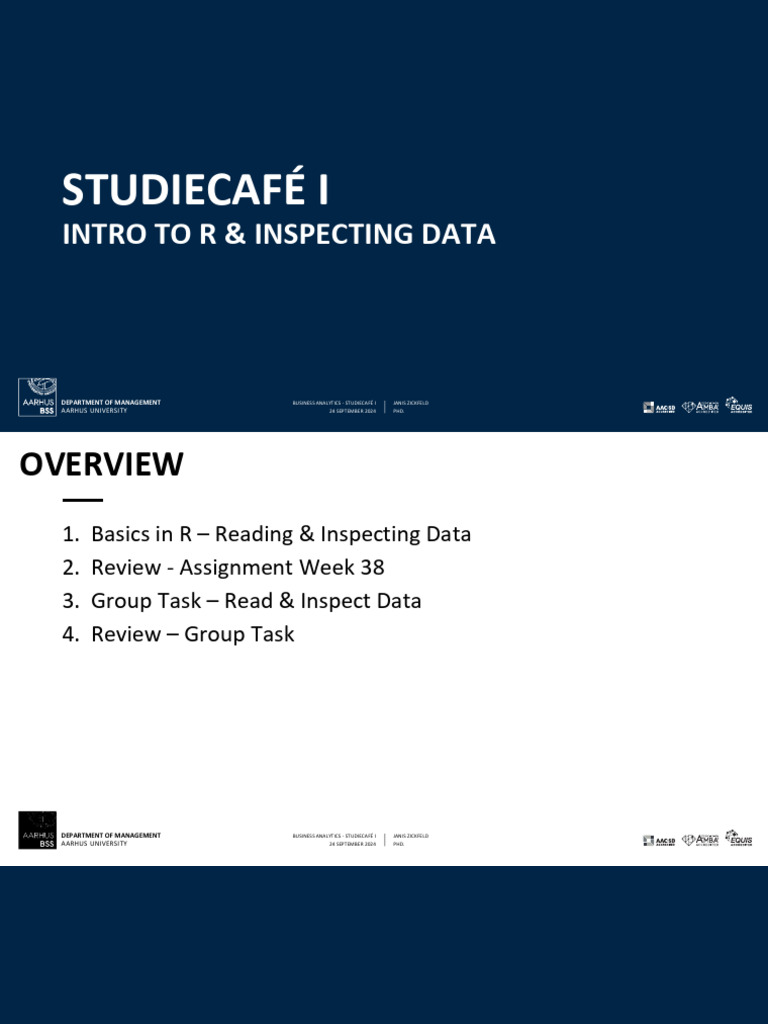 Studiecafé I - Reading & Inspecting Data | PDF