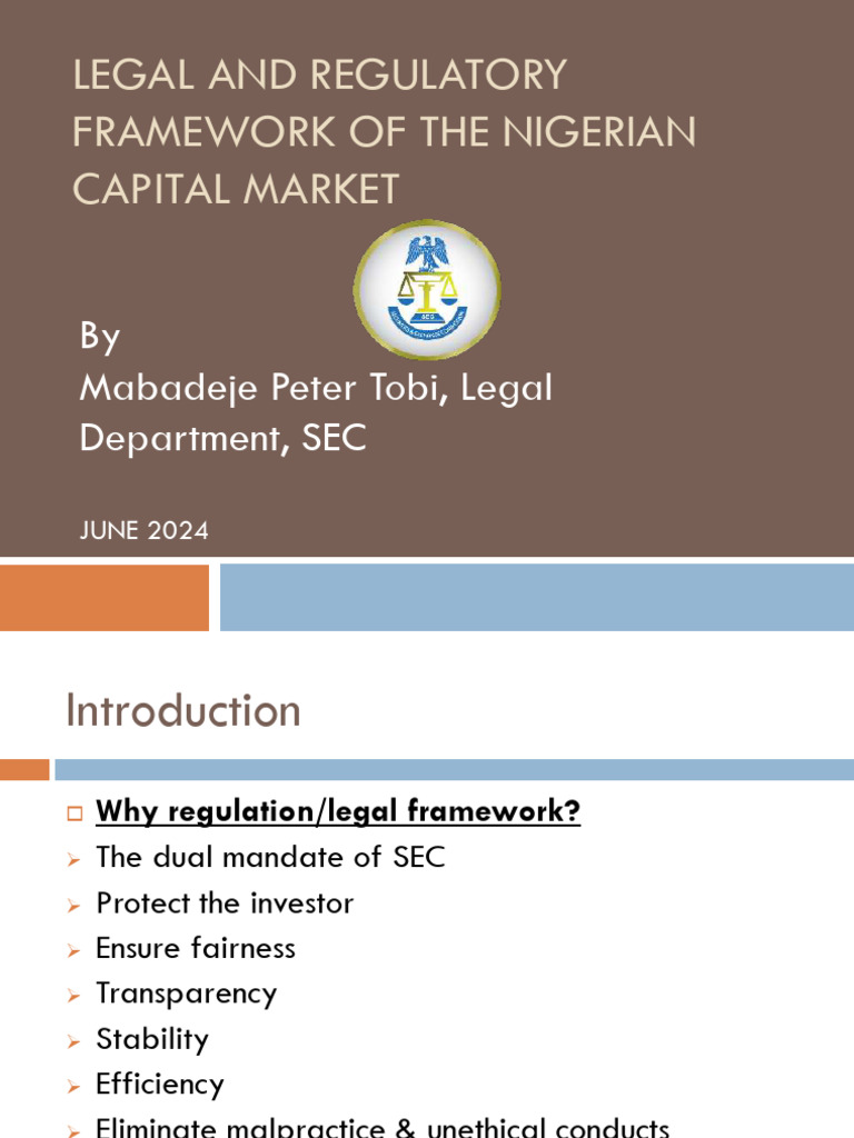 DAY 1 LECTURE 3 Legal and Regulatory Framework of The Capital Market ...