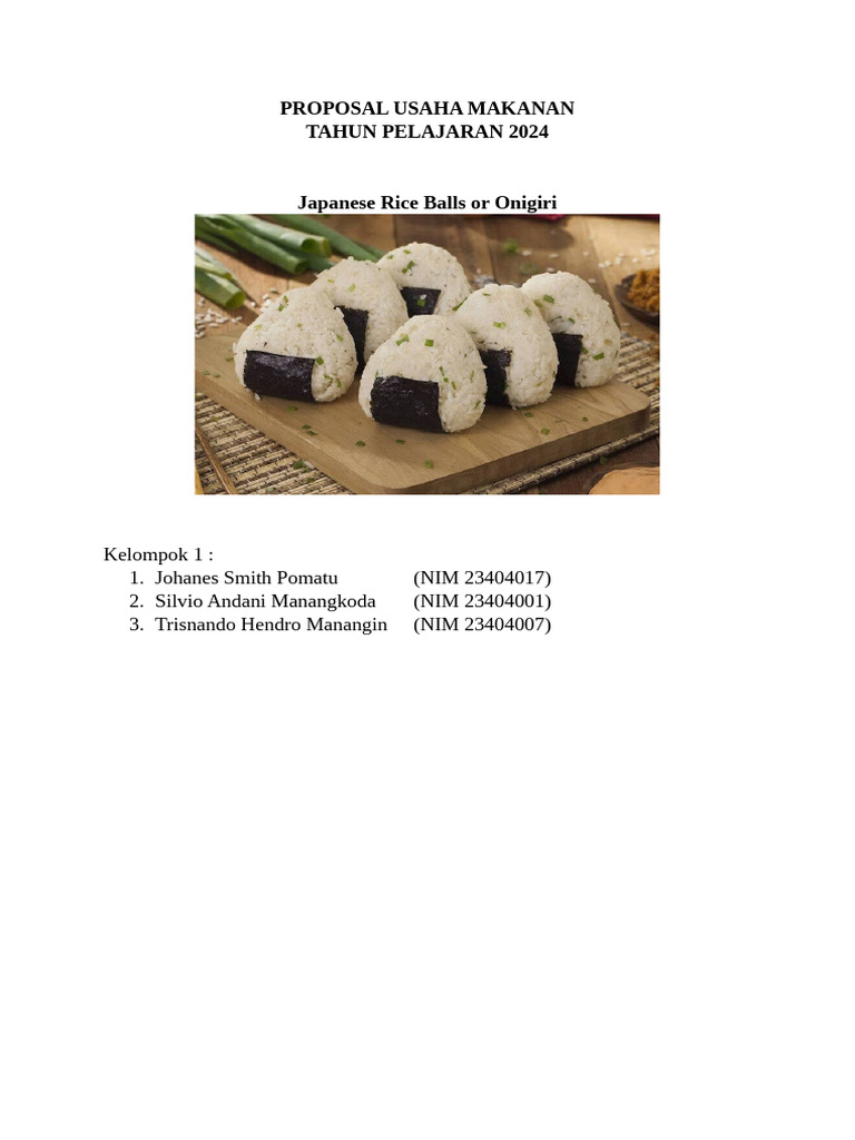 Contoh Proposal Usaha Makanan | PDF