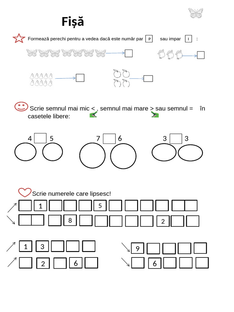 Fisa Numere Pare Si Impareclasa Pregatitoare | PDF