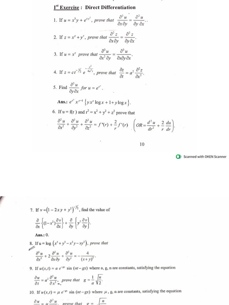 Assignment - Partial Derivatives - Unit 1 | PDF