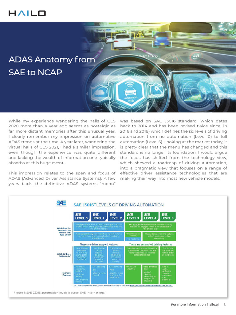 Blog ADAS Anatomy SAE to NCAP 01 | PDF