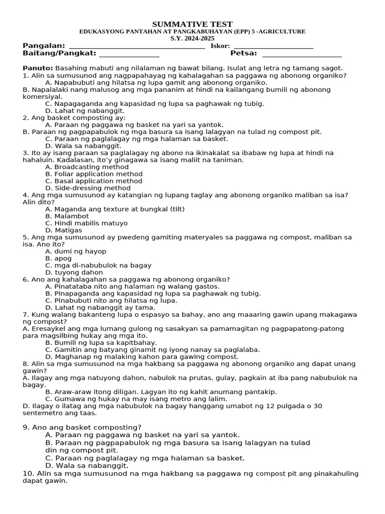 EPP 5 2nd Periodical Test | PDF