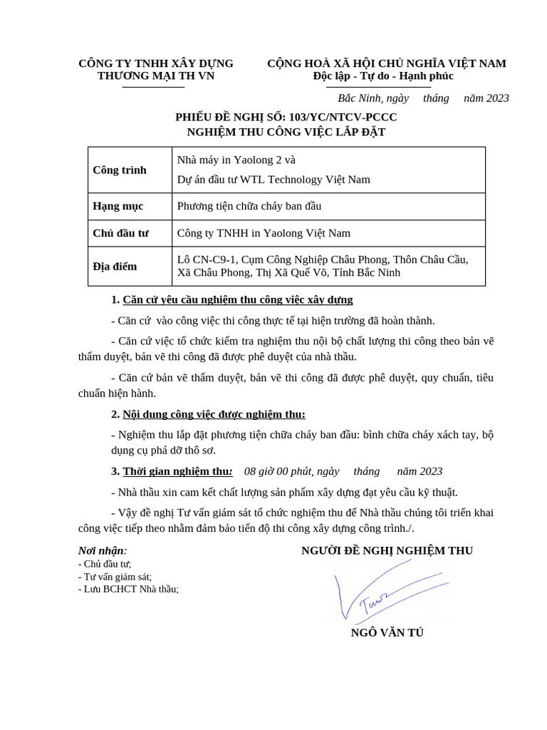 Bbnt-Cv-Bình CH A Cháy | PDF