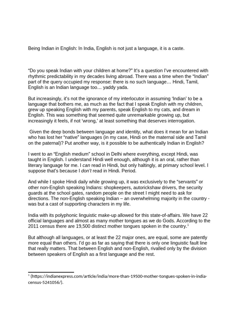 Being Indian in English | PDF