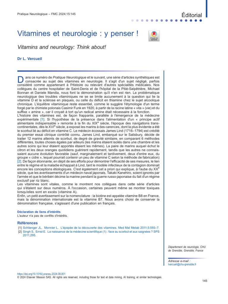 Vitamines Et Neurologie | PDF