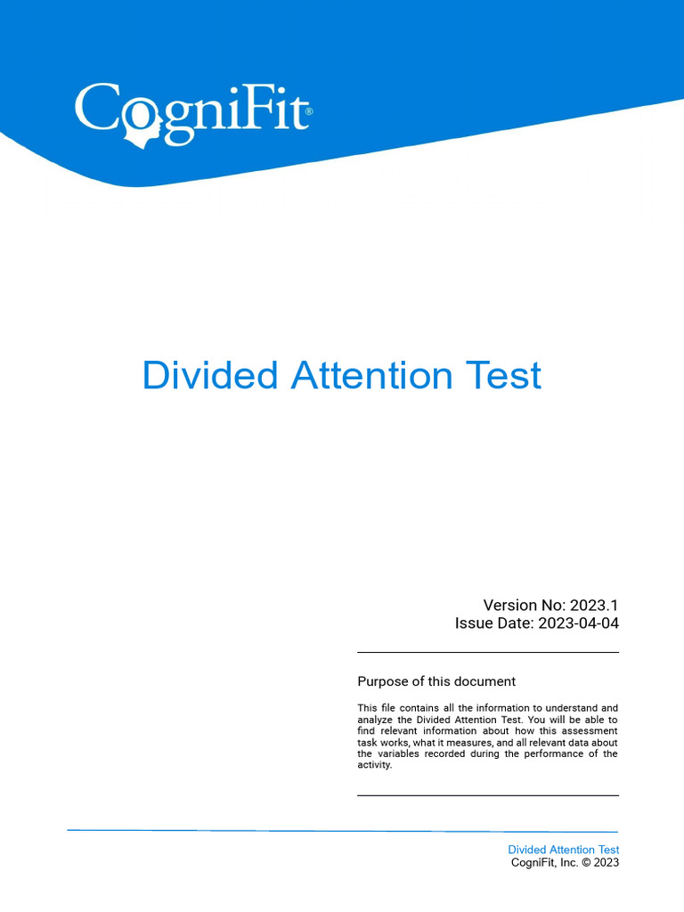 Divided Attention Test | PDF
