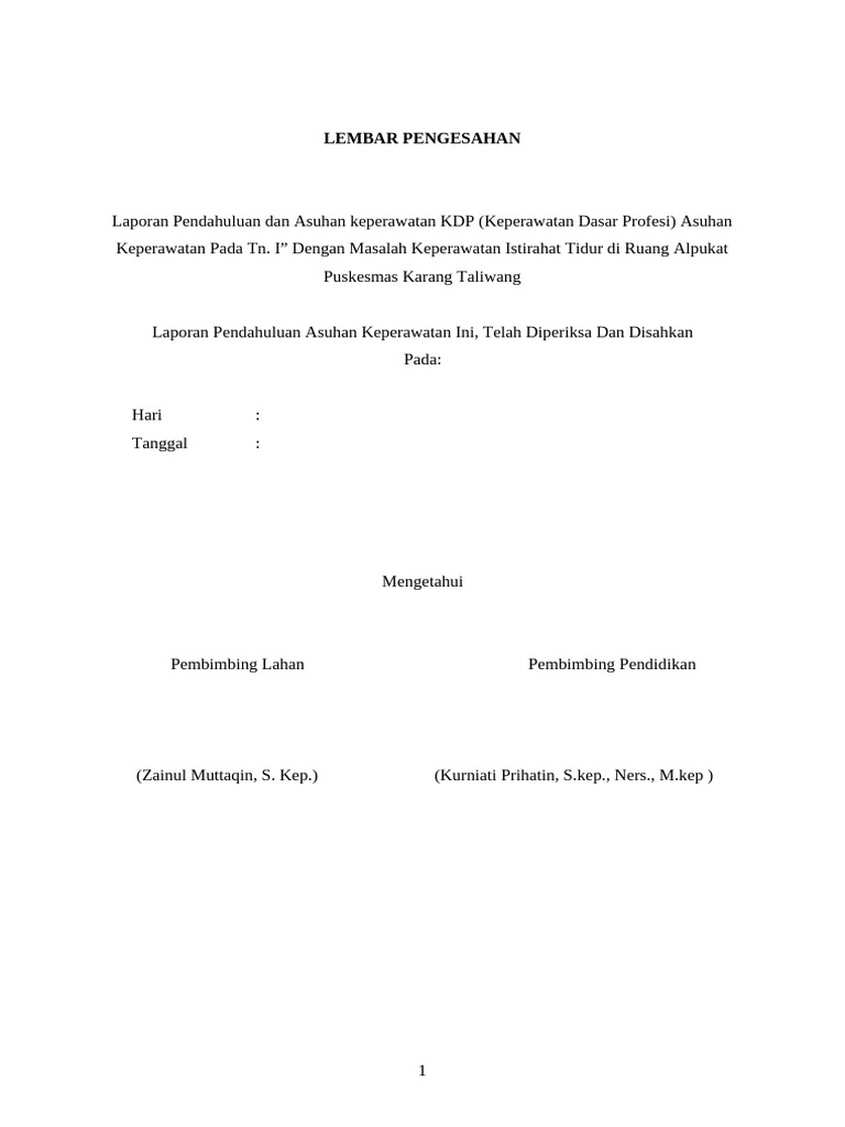 LK KDP Istirahat Dan Tidur | PDF