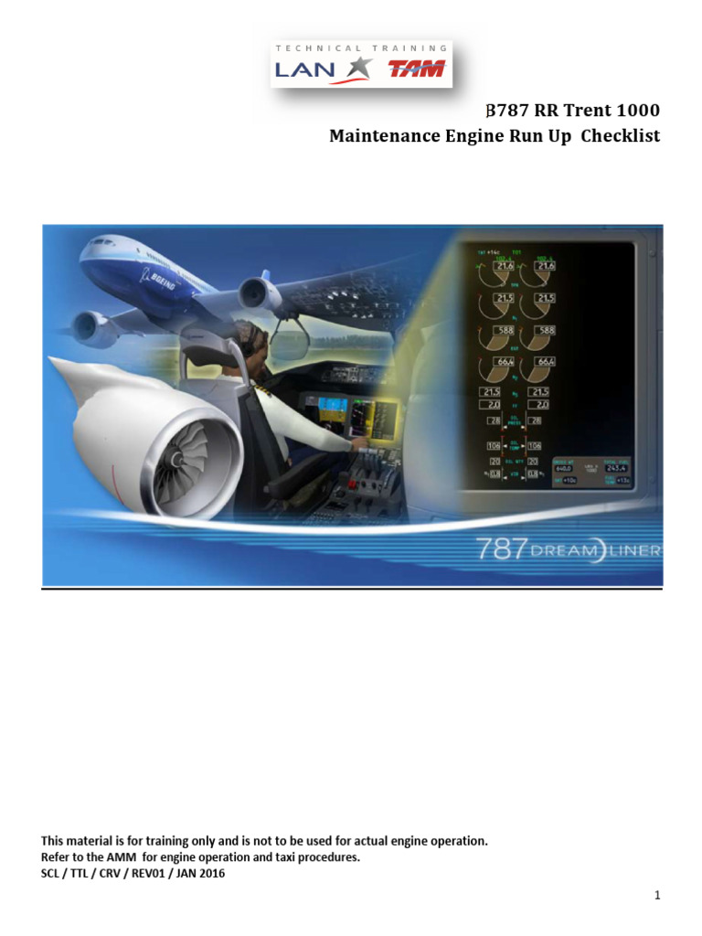 B787 RR TRENT 1000 MAINTENANCE ENGINE RUN CHECKLIST Rev 1 | PDF ...