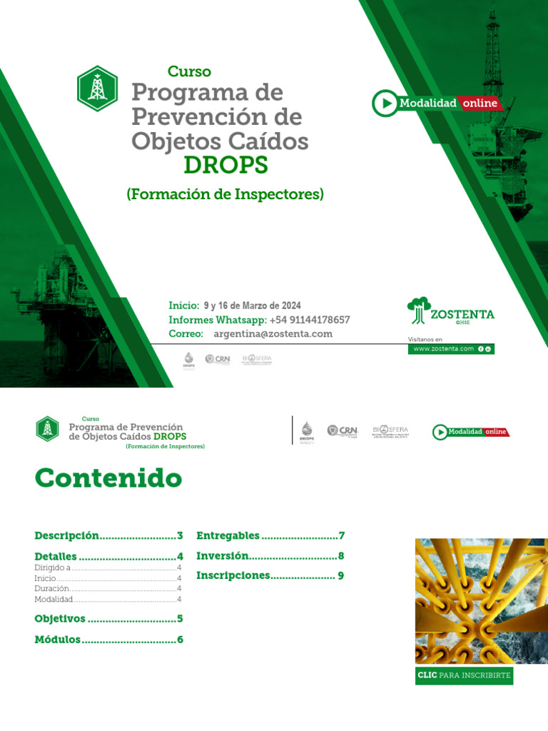Brochure Curso - Programa de Prevencion de Objetos Caidos Drops ...