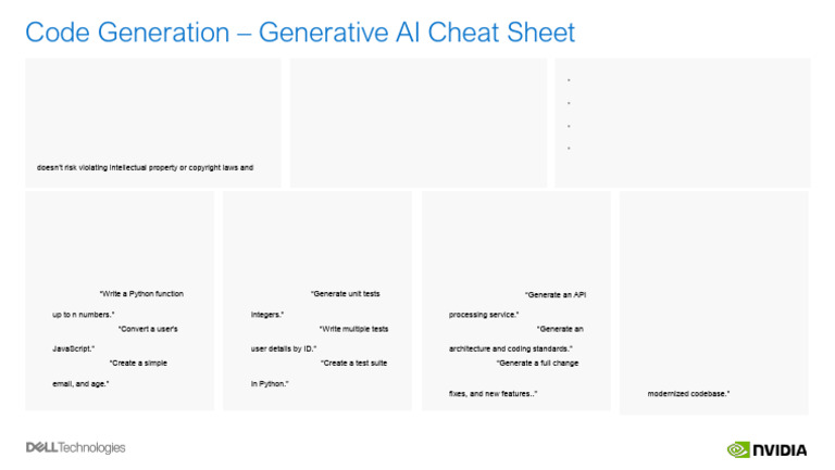 Genai Use Case Cheat Sheet Code Generation | PDF