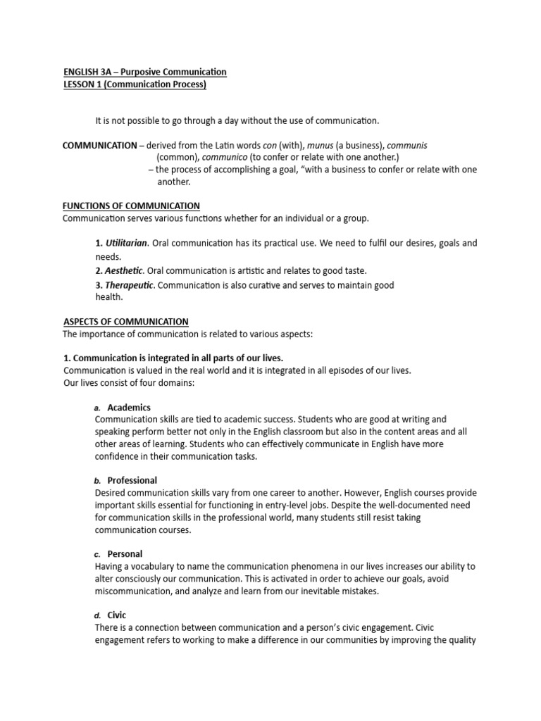 English 3a Lesson 1 F2F Handout | PDF
