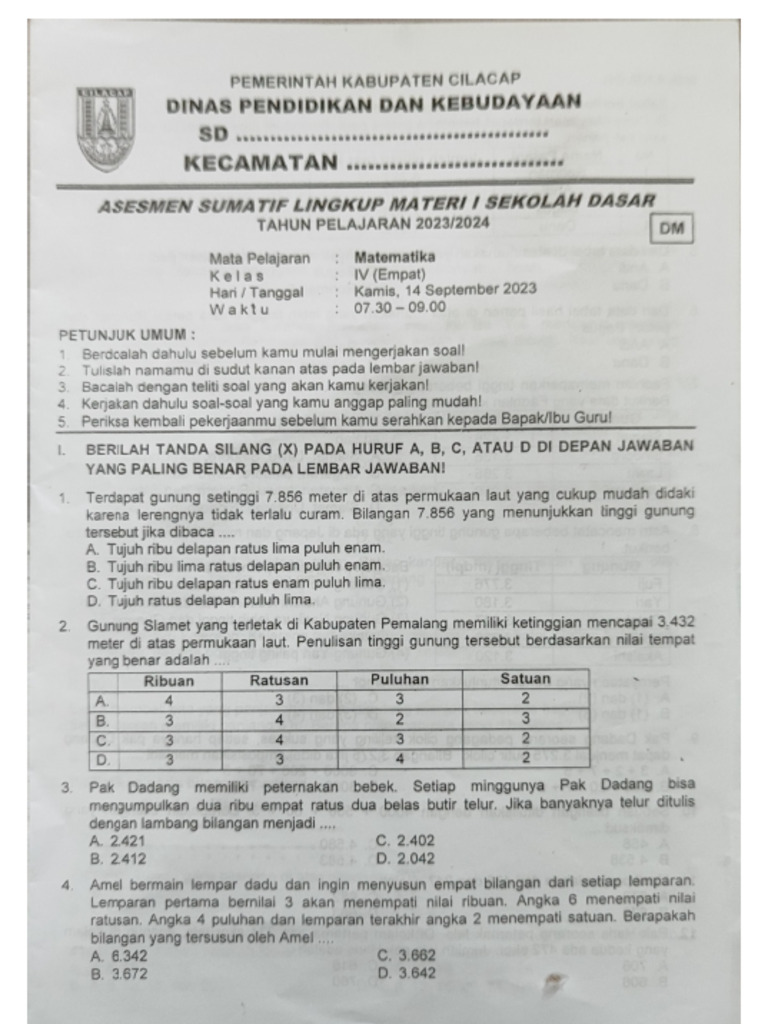 Soal UTS MTK | PDF