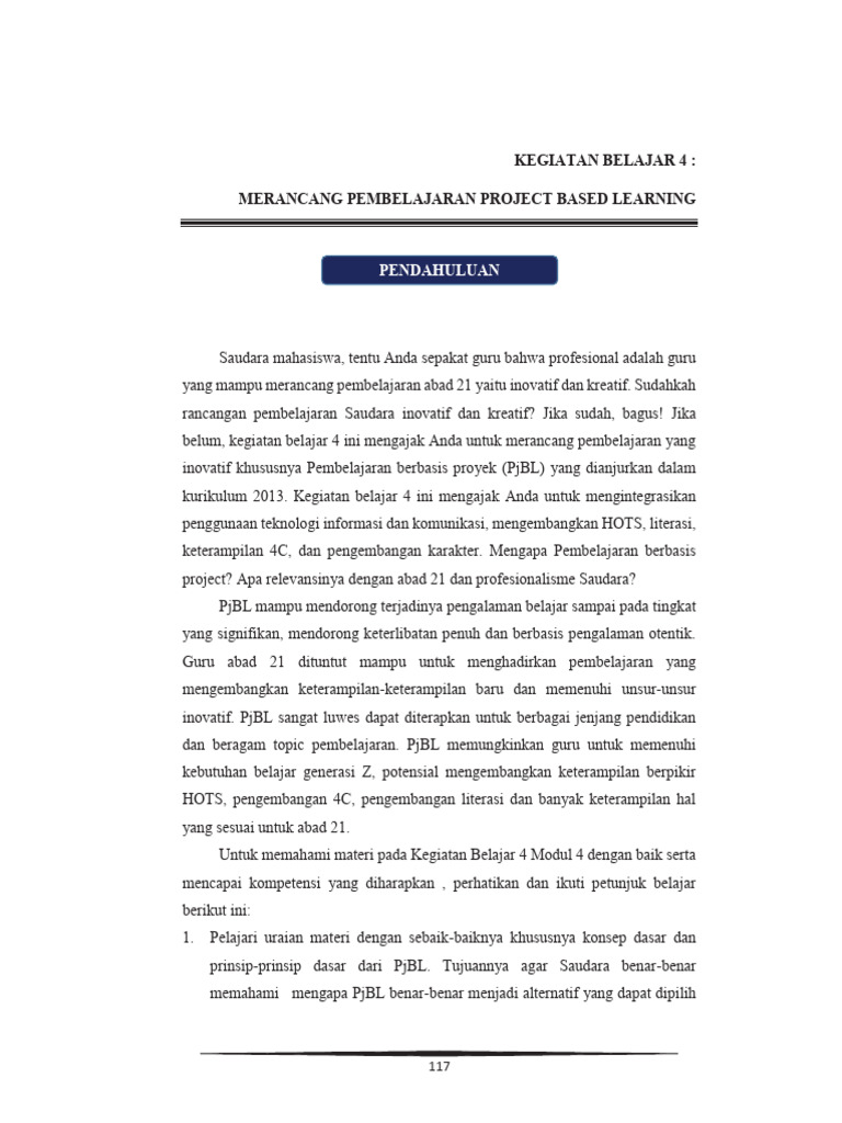 M4 4. Merancang Pembelajaran Project Based Learning | PDF