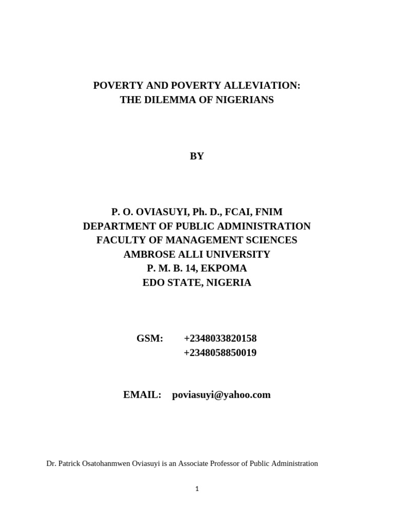 Poverty and Poverty Alleviation | PDF