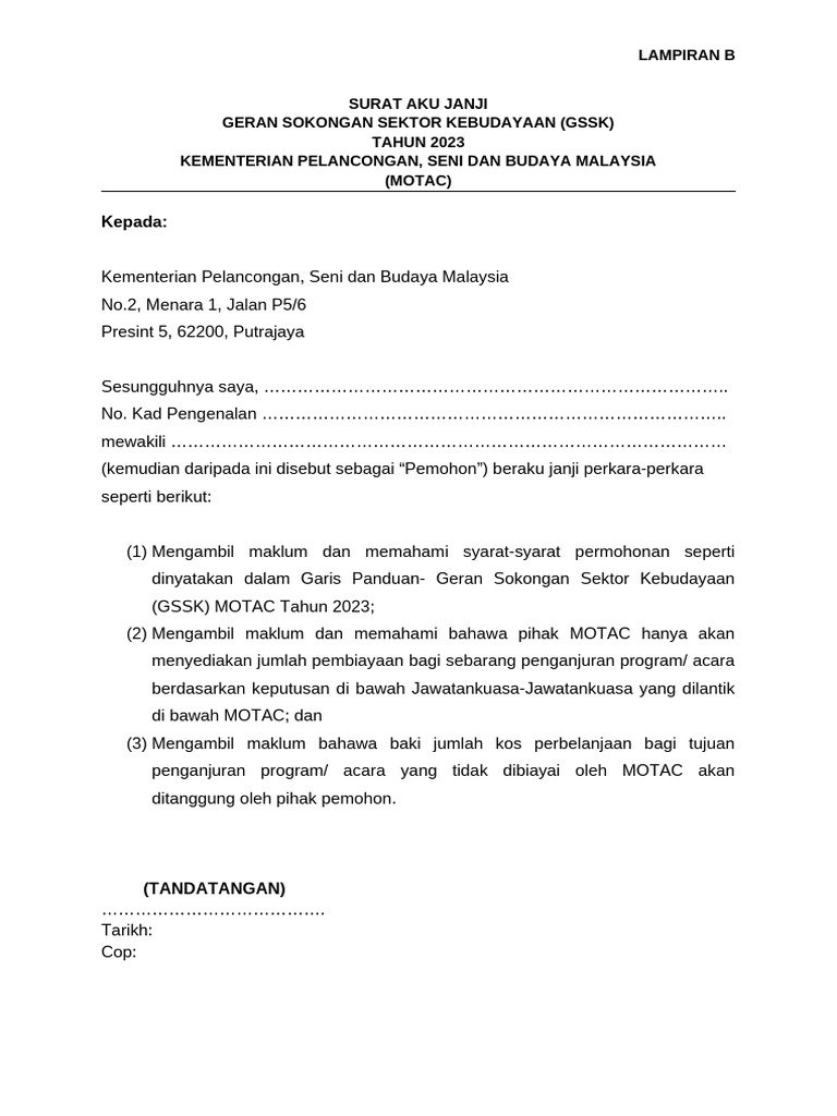 Lampiran B - Surat Aku Janji | PDF