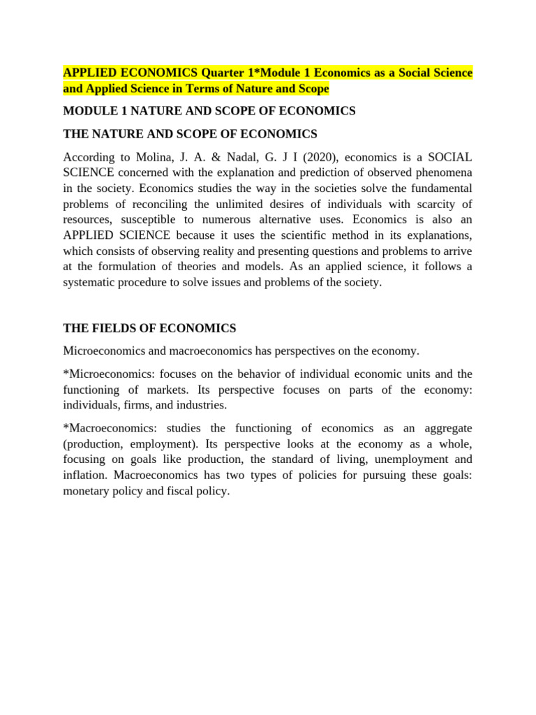 Applied Economics Quarter 1 MODULE 6 | PDF | Demand | Prices