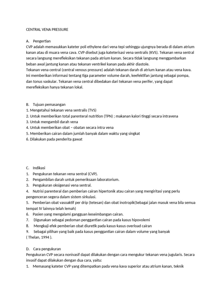 CENTRAL VENA PRESSURE (CVP) | PDF
