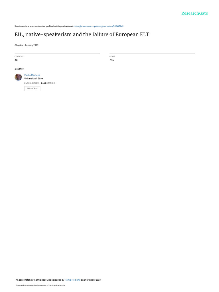 EIL, Native-Speakerism and The Failure of European ELT: January 2009 ...