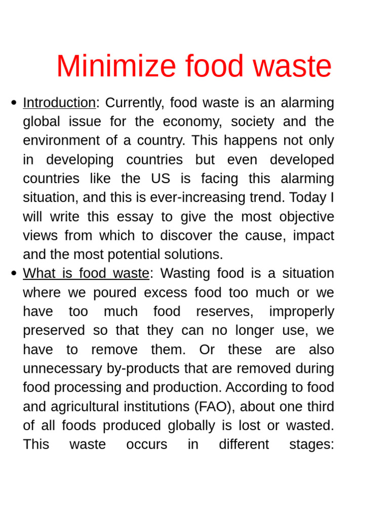 Minimize Food Waste | PDF