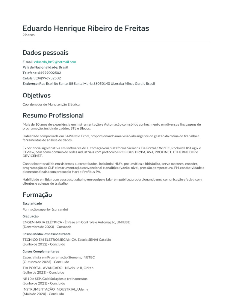 Eduardo Freitas - Currículo | PDF