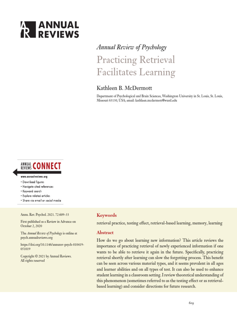 Practicing Retrieval Learning | PDF