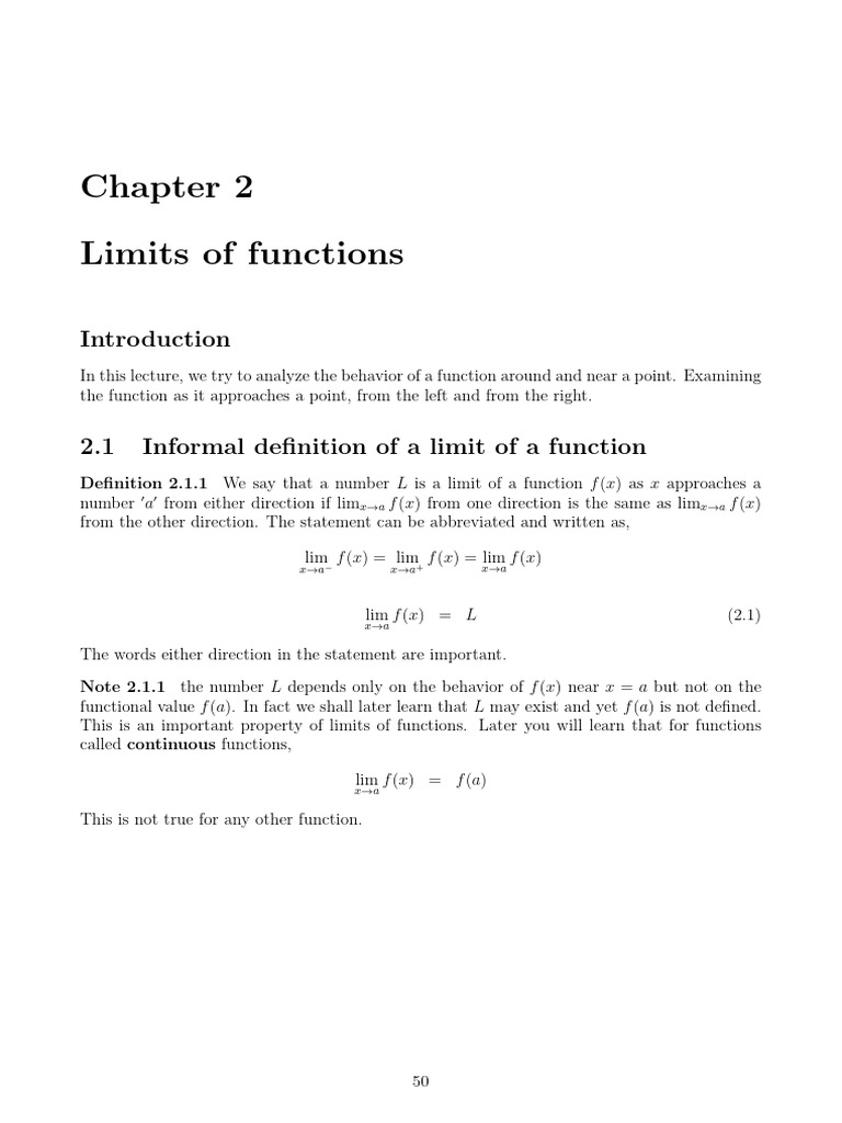 Calculus 1 Chapter Two | PDF
