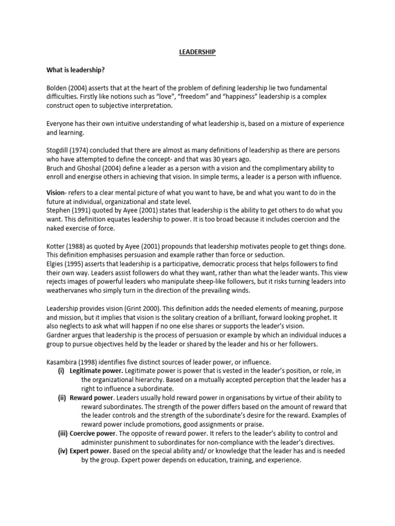 Leadership Notes | PDF