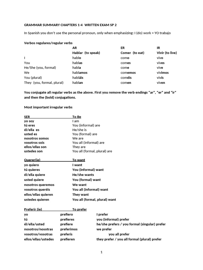 Grammar Summary Chapters 1-4 | PDF | Semantics | Language Arts & Discipline