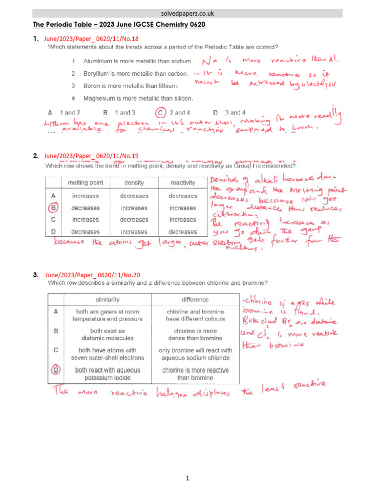 The Periodic Table Igcse Chem Pdf