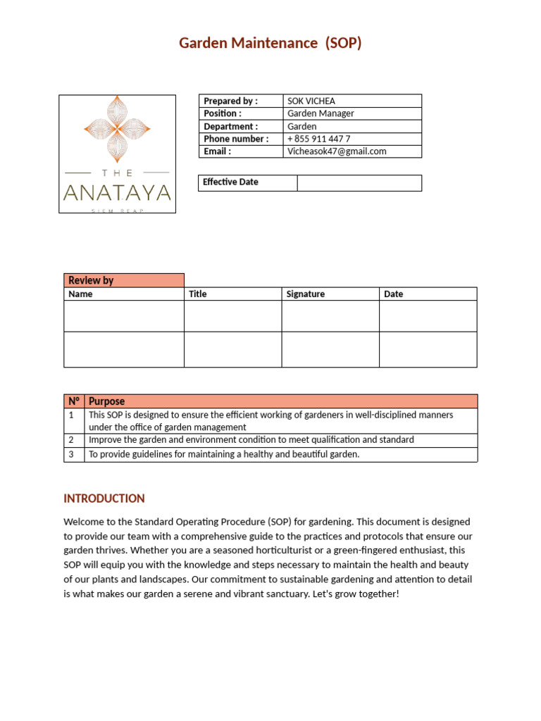 Gardening SOP | PDF
