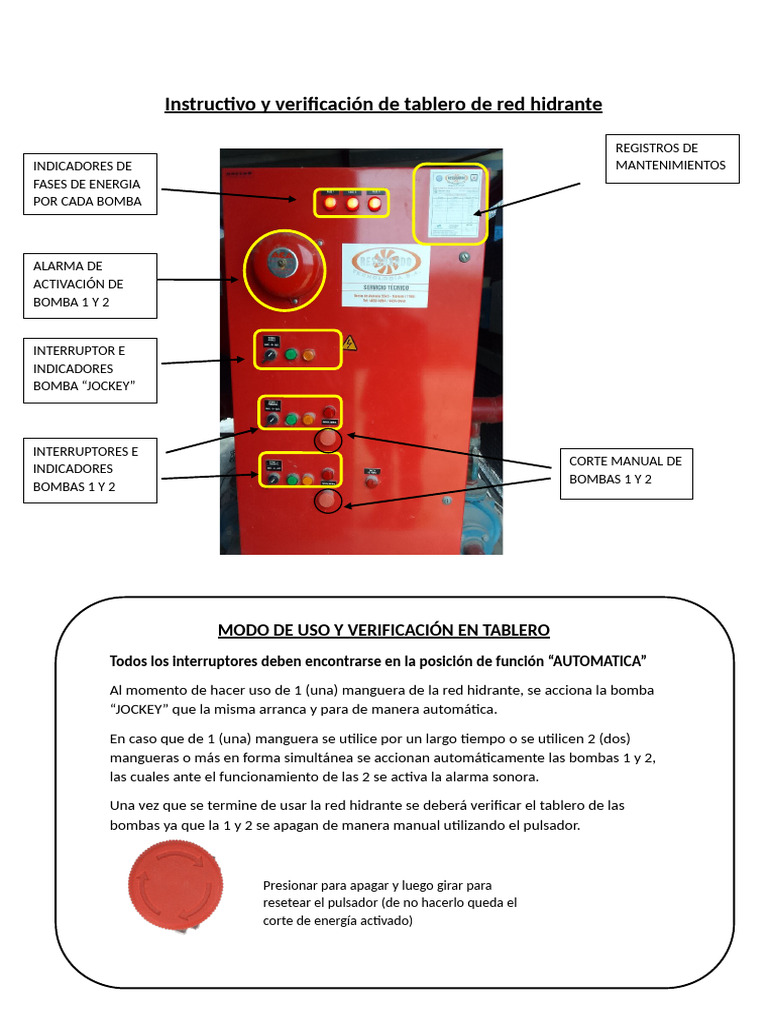 Instructivo Tablero de Red Hidrante | PDF