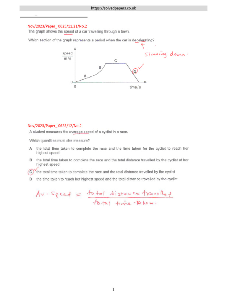2023 Motion Igcse Physics 0625 | PDF
