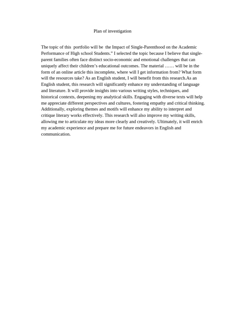 Plan of Investigation (2) (1) | PDF