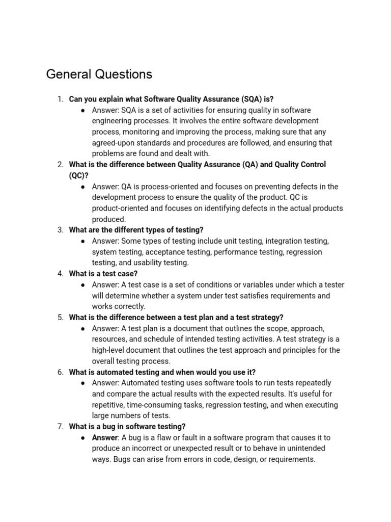 SQA Basic Questions 1720591760 | PDF
