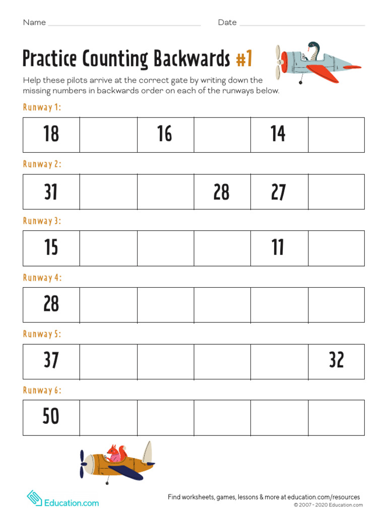 Counting Backward 1 | PDF