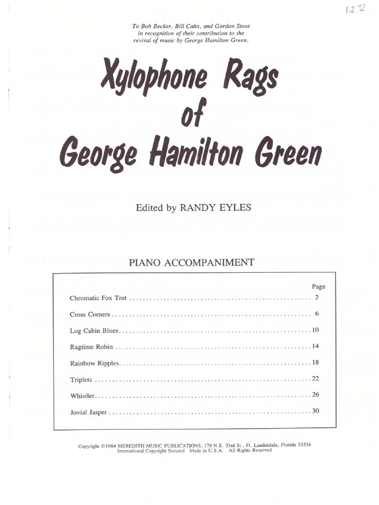 George Hamilton Green - piano | PDF